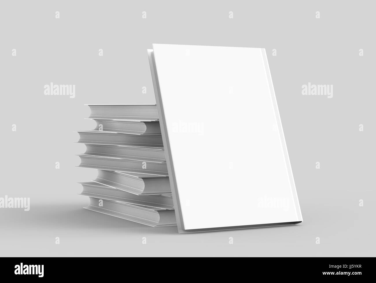 Hardcover books template, pile of blank books mockup and one lean on ...