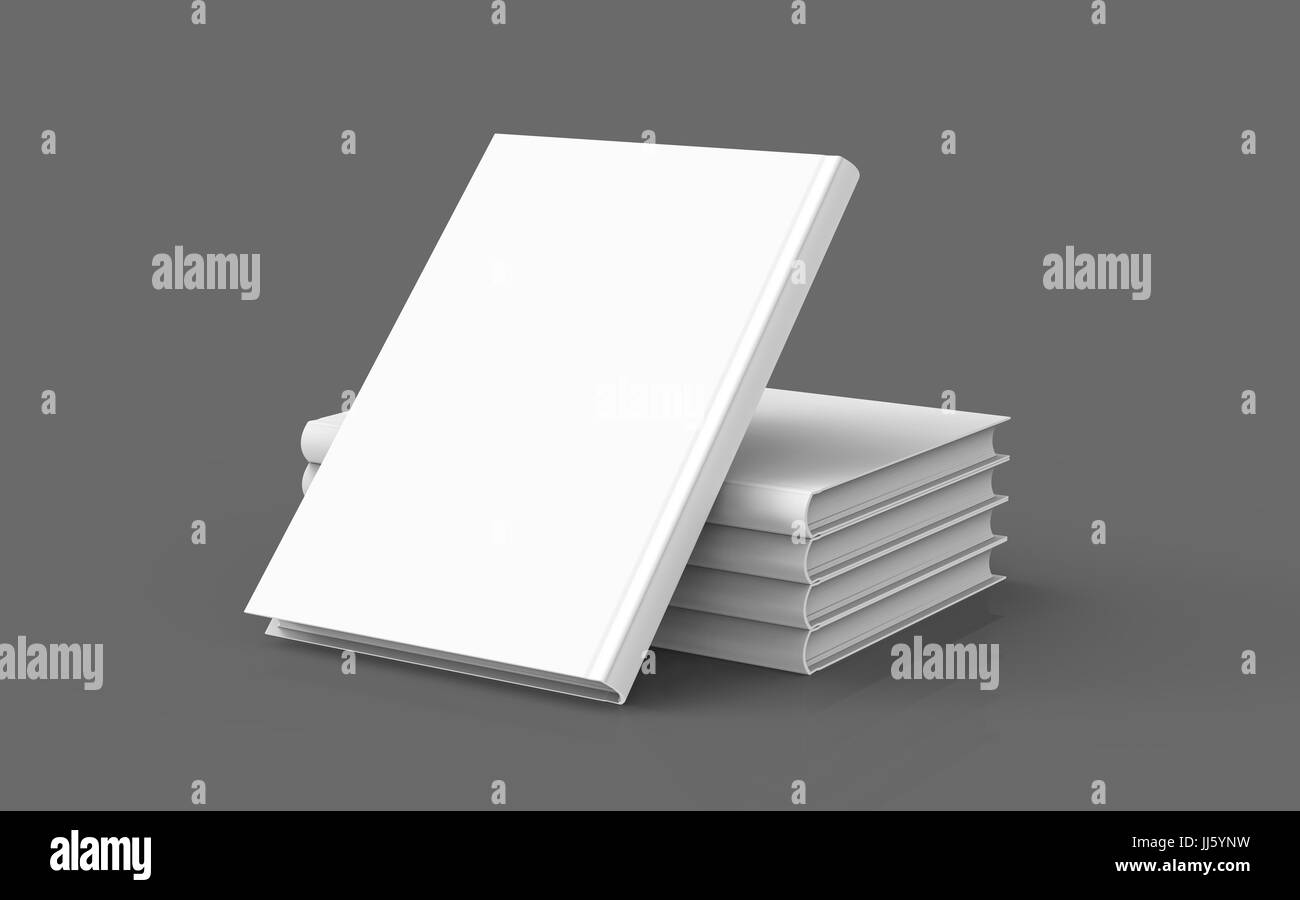 Hardcover books template, stack of blank books mockup and one lean on ...