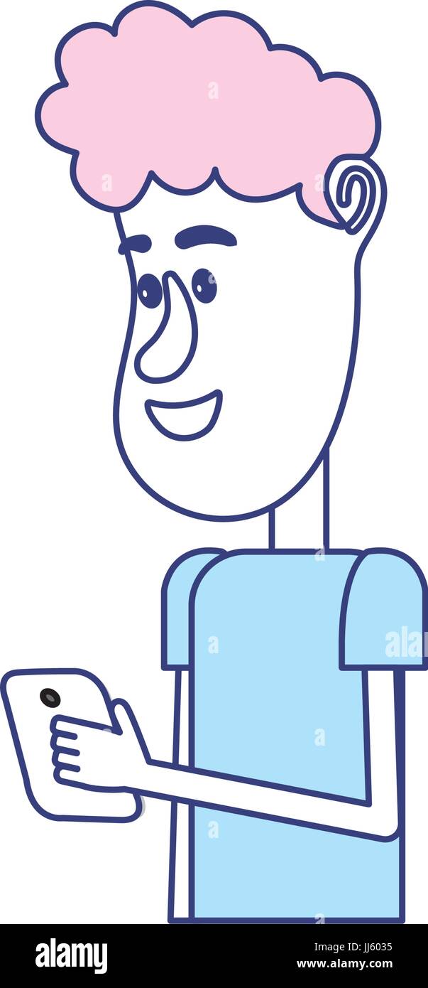nice man with hairstyle and smartphone in the hand Stock Vector Image ...