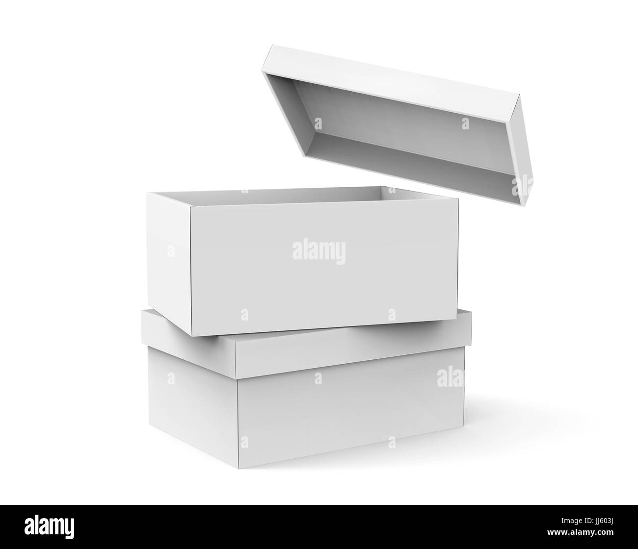 Blank paper box template, two boxes mockup with lid floating in the air ...