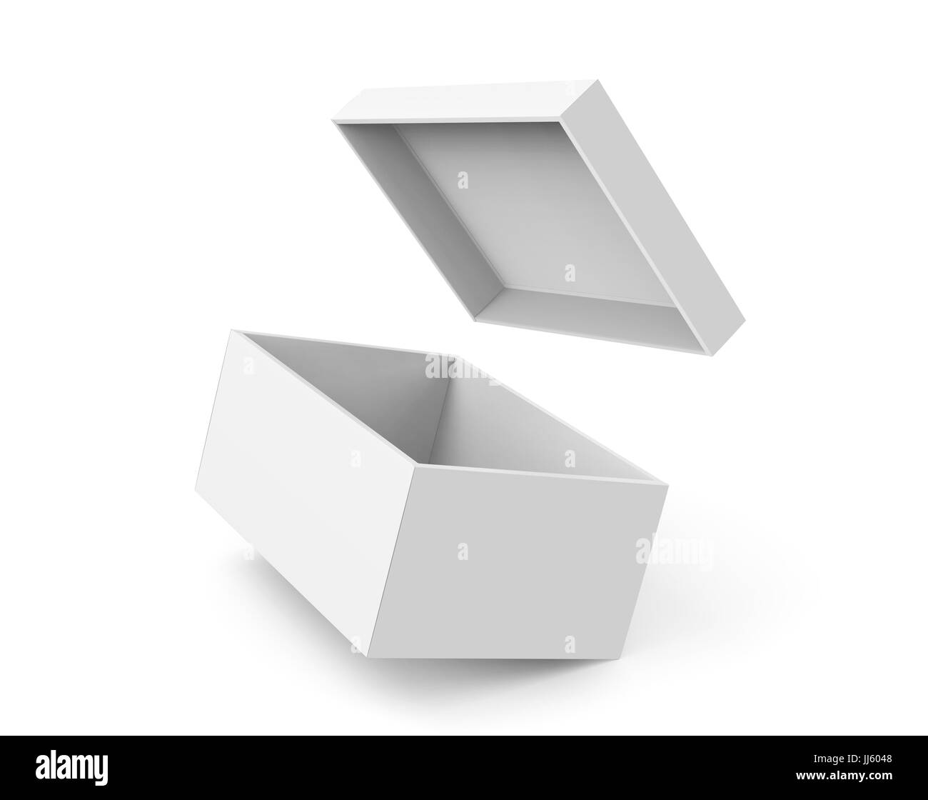 Blank paper box template, single floating box mockup with separate lid ...