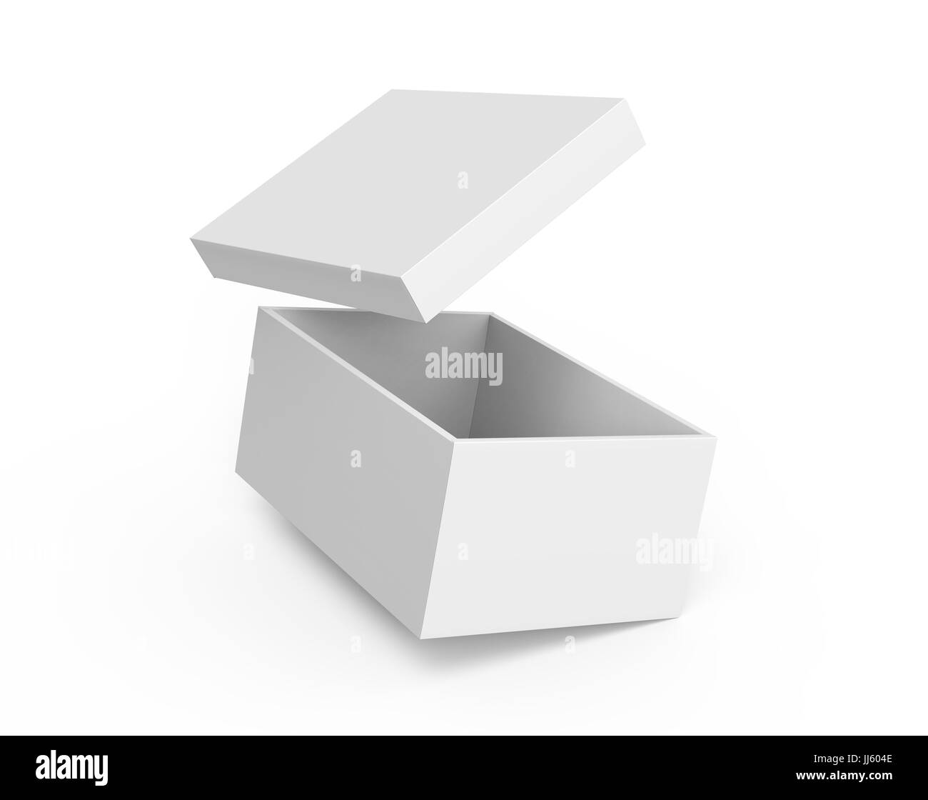 Blank paper box template, single floating box mockup with separate lid ...