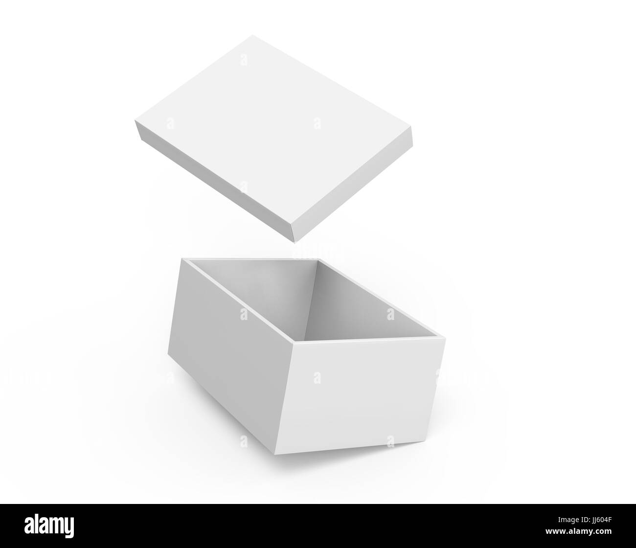 Blank paper box template, single floating box mockup with separate lid ...