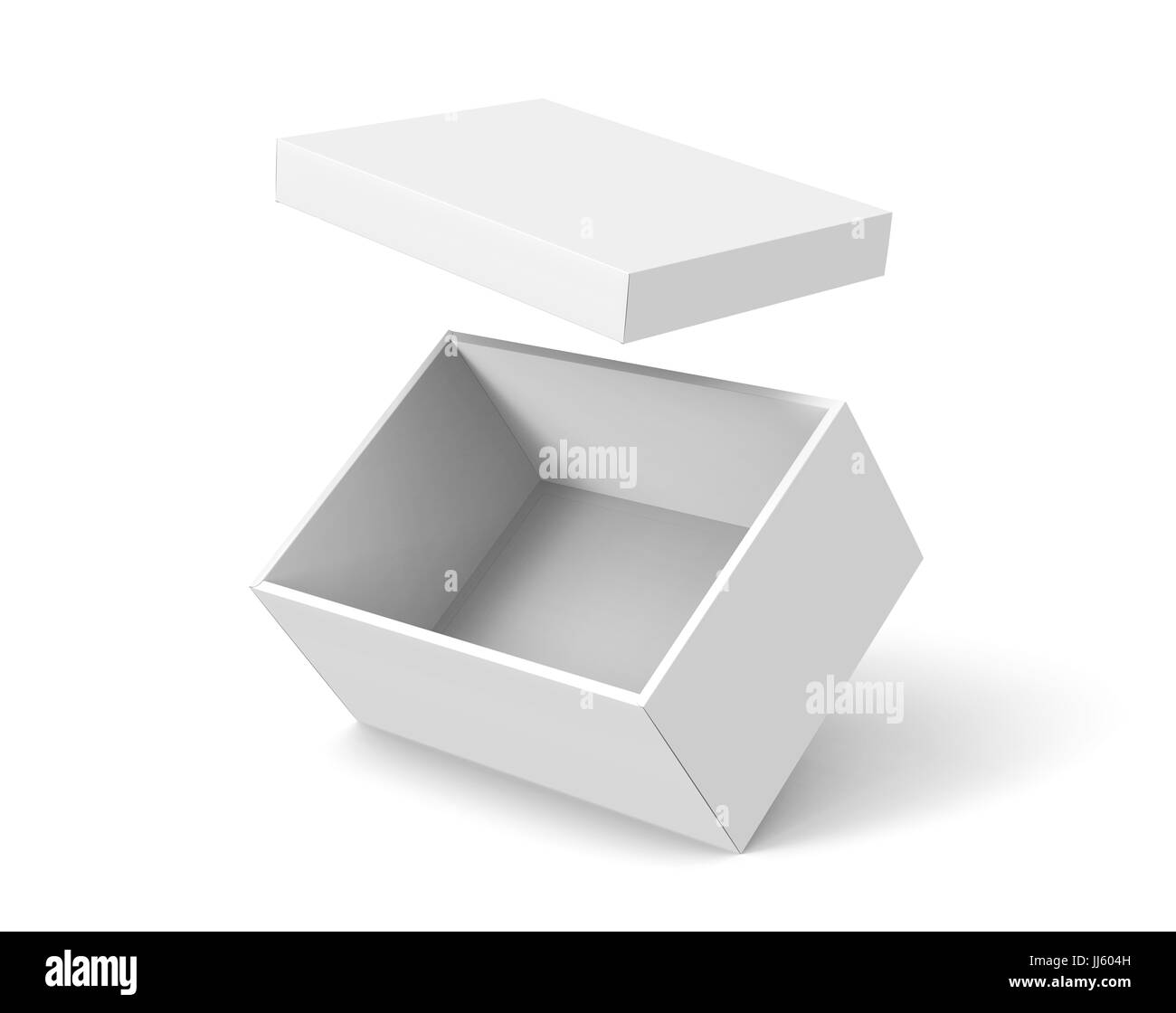 Blank paper box template, single floating box mockup with separate lid ...