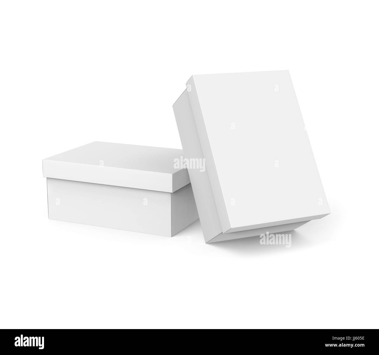 Blank paper box template, two boxes mockup with lid in 3d rendering ...