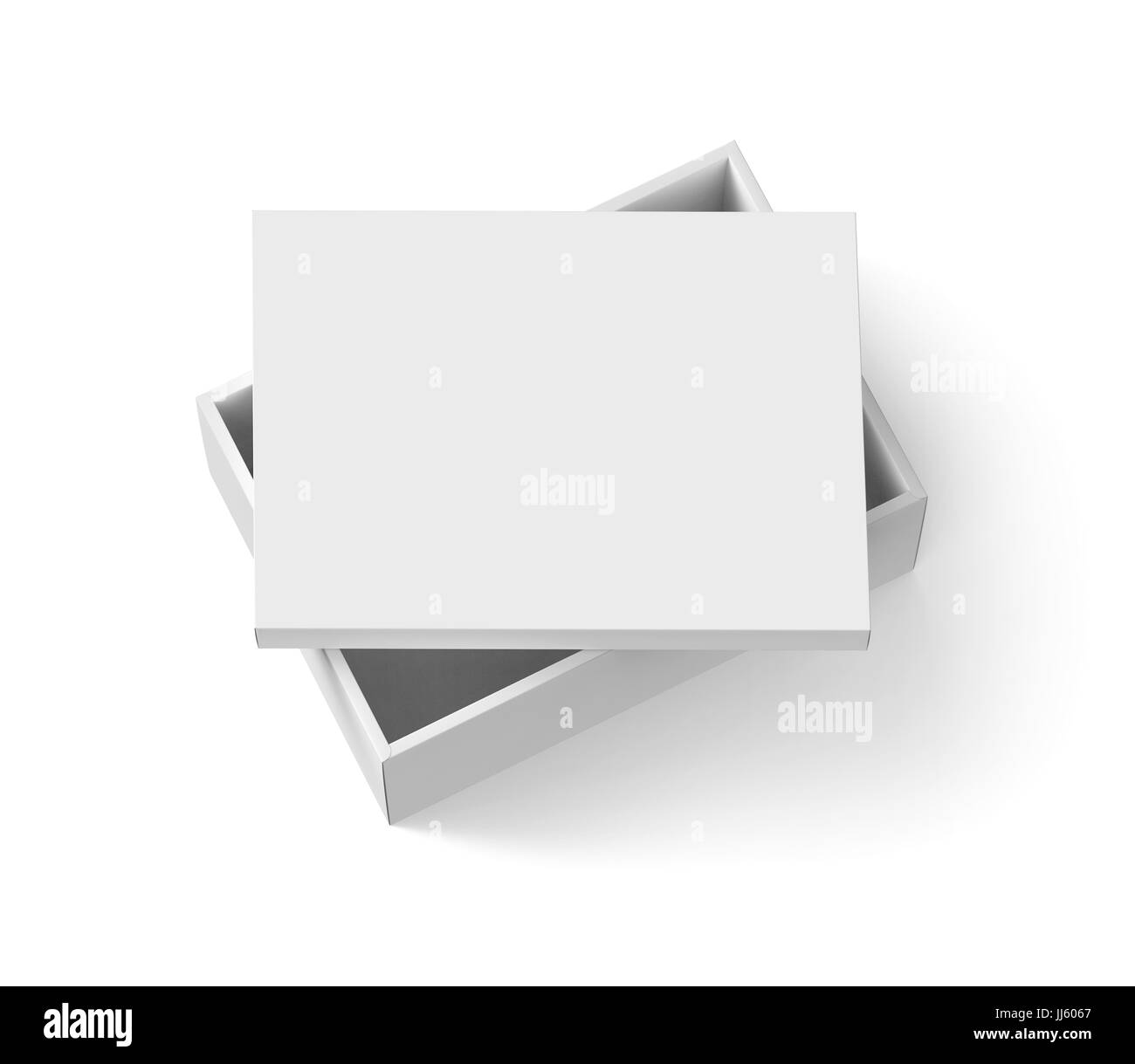 Blank paper box template, single box mockup with separate lid rotate ...