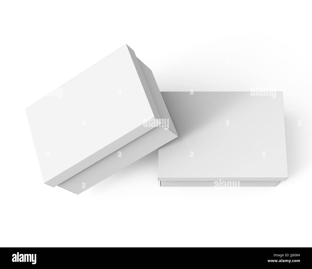 Blank paper box template, two boxes mockup with lid in 3d rendering ...