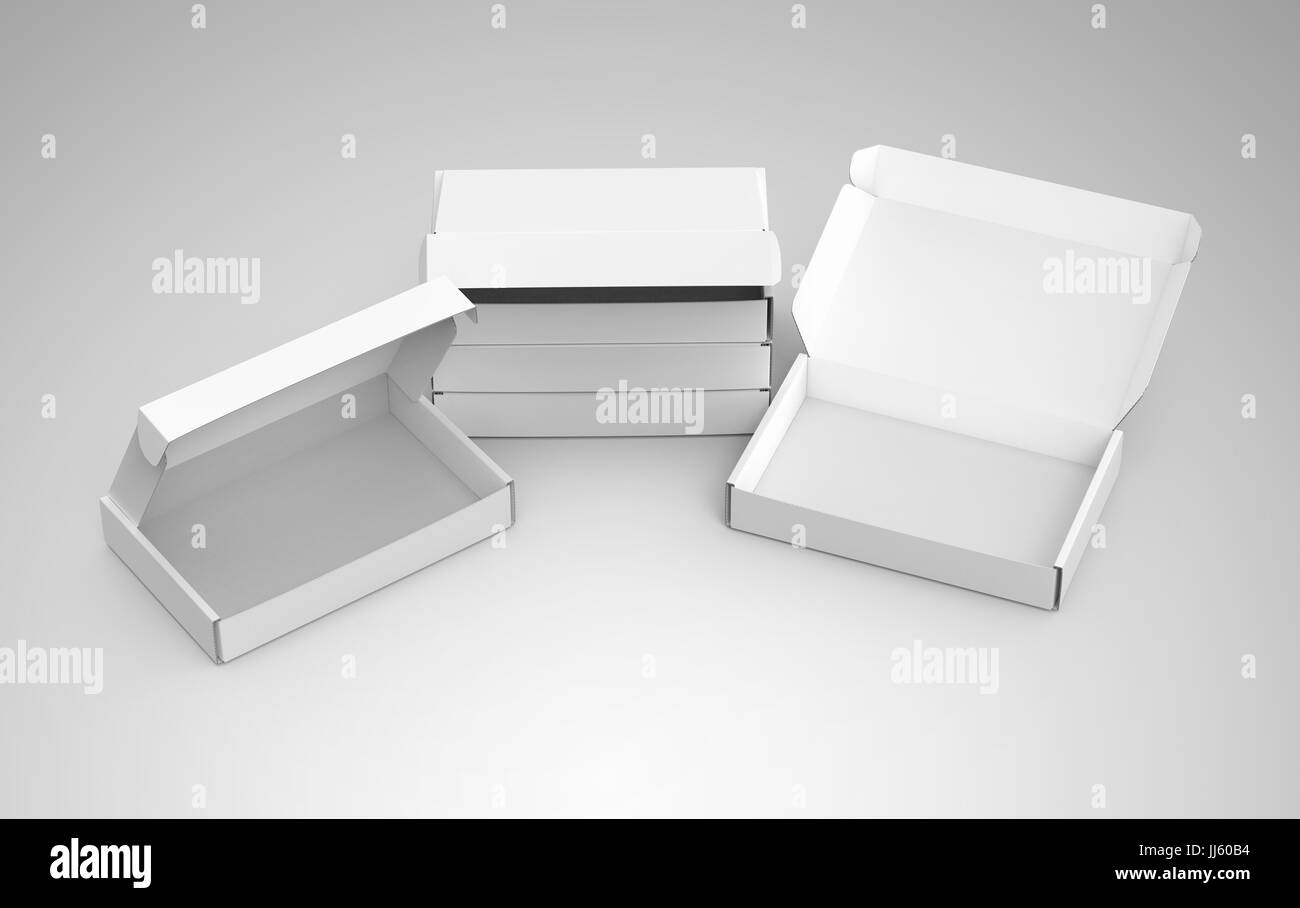 Blank tuck top box template, stack of paper boxes mockup isolated on ...