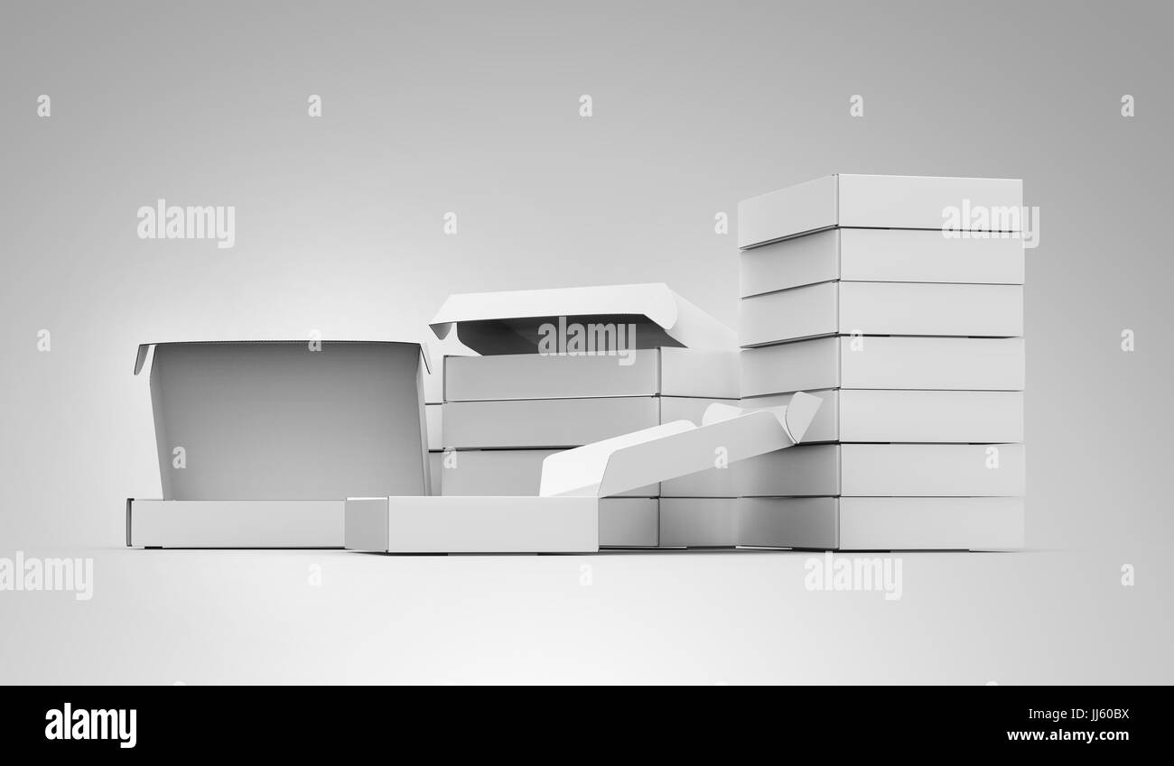 Blank tuck top box template, bulk boxes mockup isolated on light gray ...