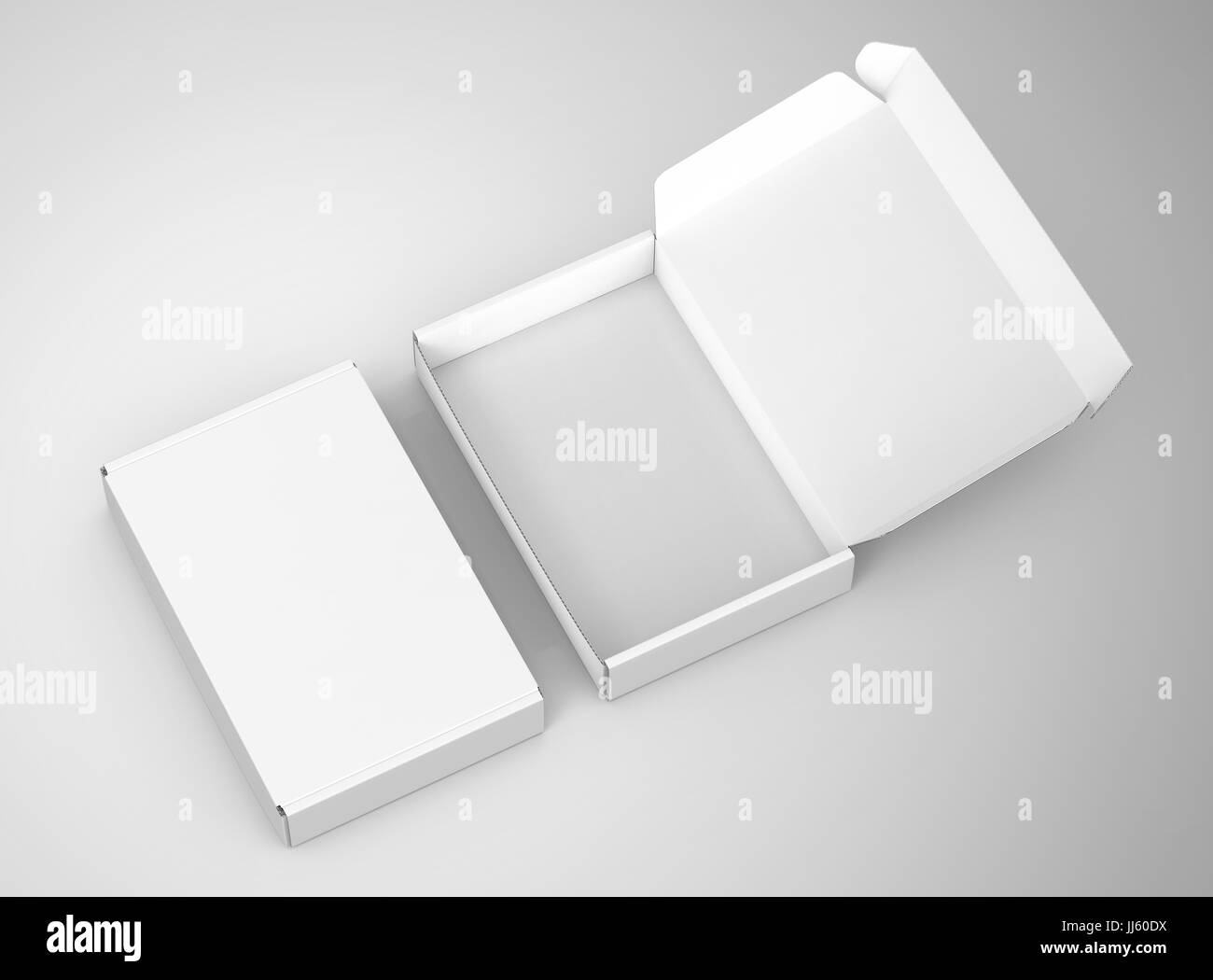 Blank Tuck Top Box Template Paper Boxes Mockup Isolated On Light Gray Background One Open And