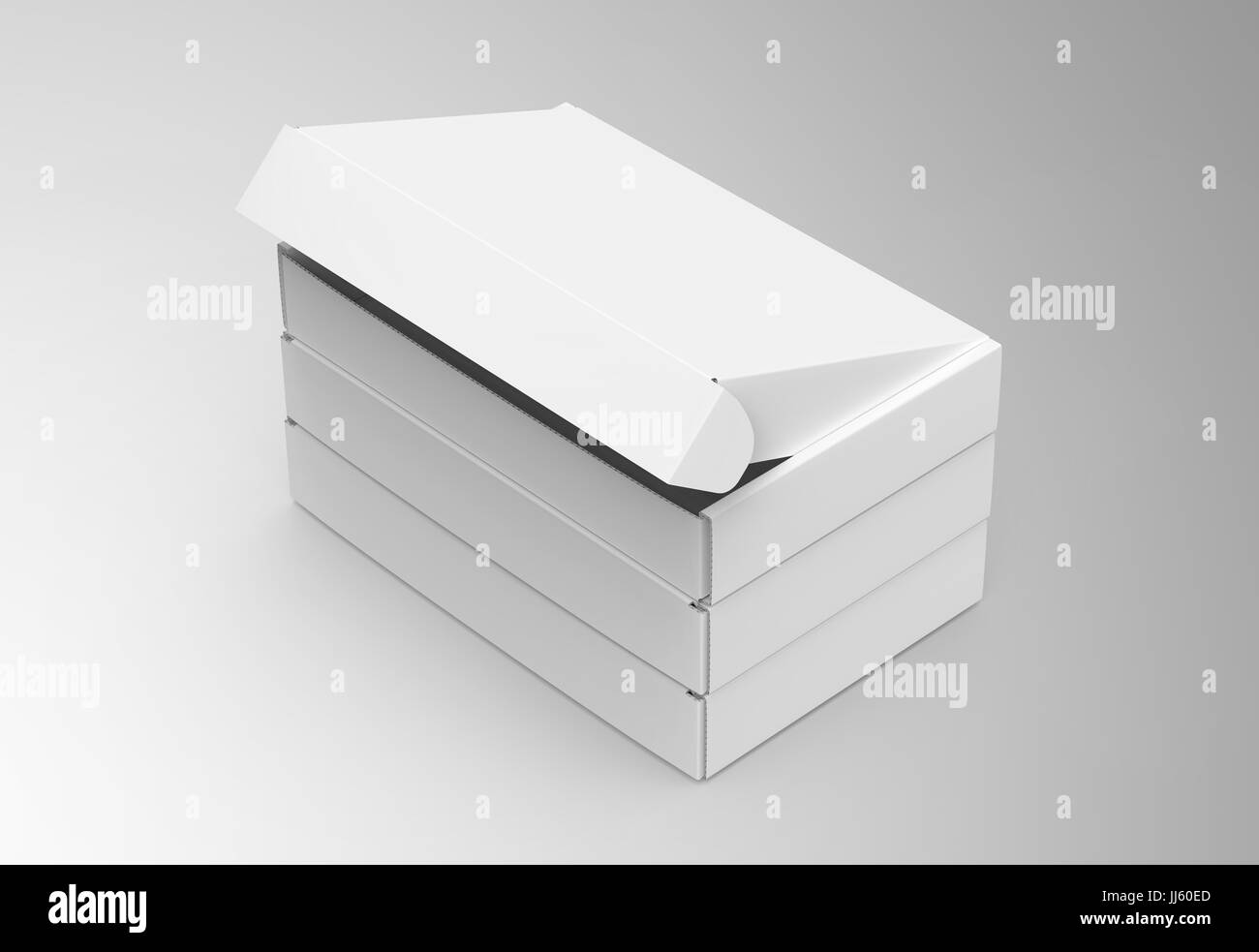 Blank tuck top box template, stack of paper boxes mockup isolated on ...