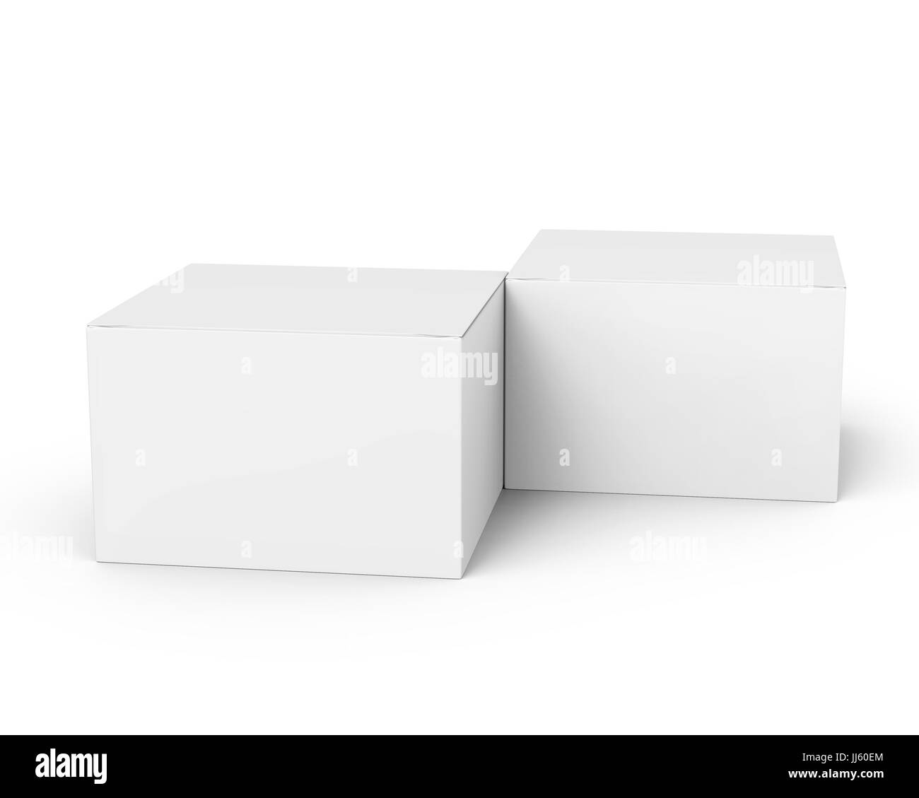 Blank paper box mockup, white paper boxes in 3d rendering isolated on ...