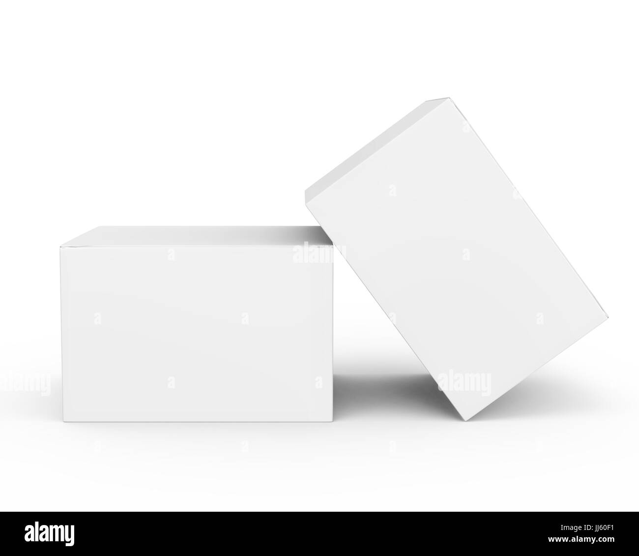 Blank paper box mockup, white paper boxes in 3d rendering isolated on ...