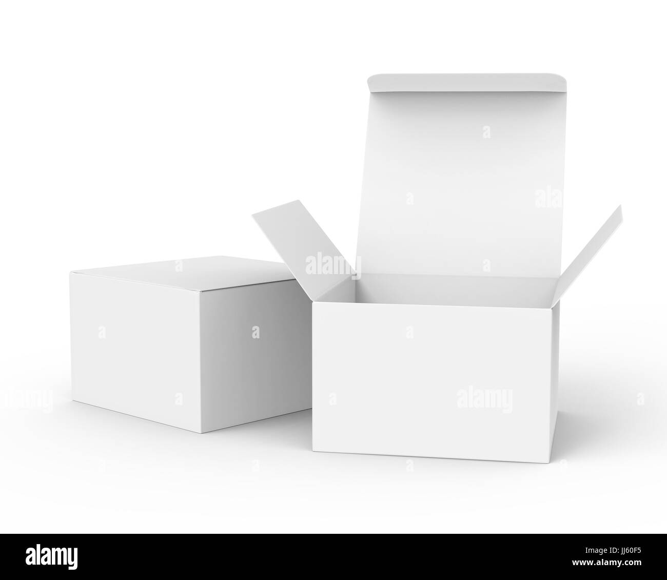 Blank paper box mockup, white paper boxes one open and the other closed ...