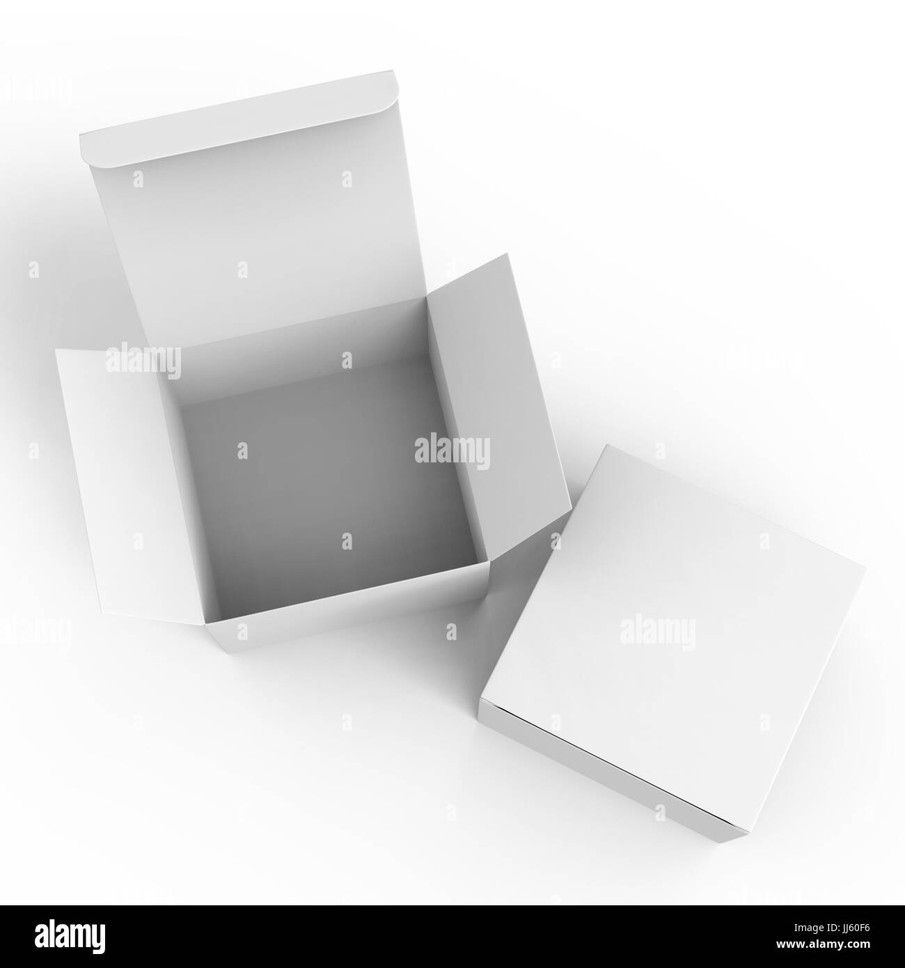 Blank paper box mockup, white paper boxes one open and the other closed ...