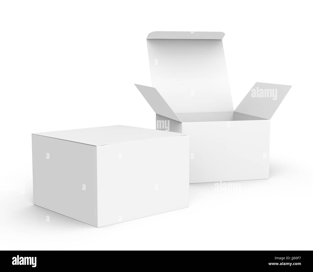 Blank paper box mockup, white paper boxes one open and the other closed ...