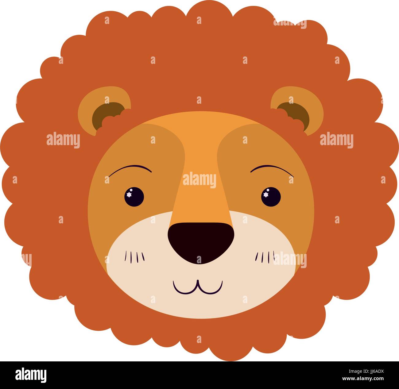 colorful caricature cute face of lion tranquility expression with mane ...