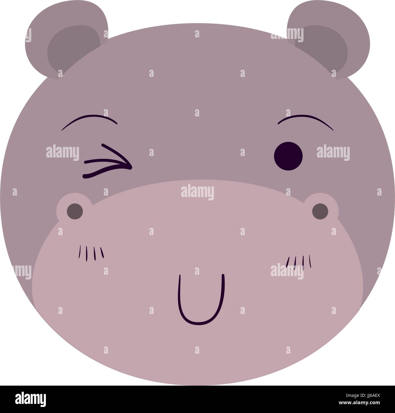 colorful caricature cute face of hippo wink eye expression Stock Vector ...