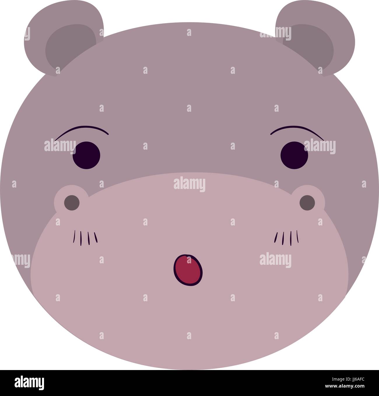 colorful caricature cute face of hippo surprised expression Stock ...
