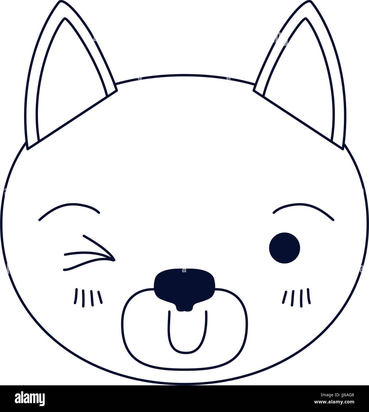 sketch silhouette caricature face of cat wink eye expression Stock ...