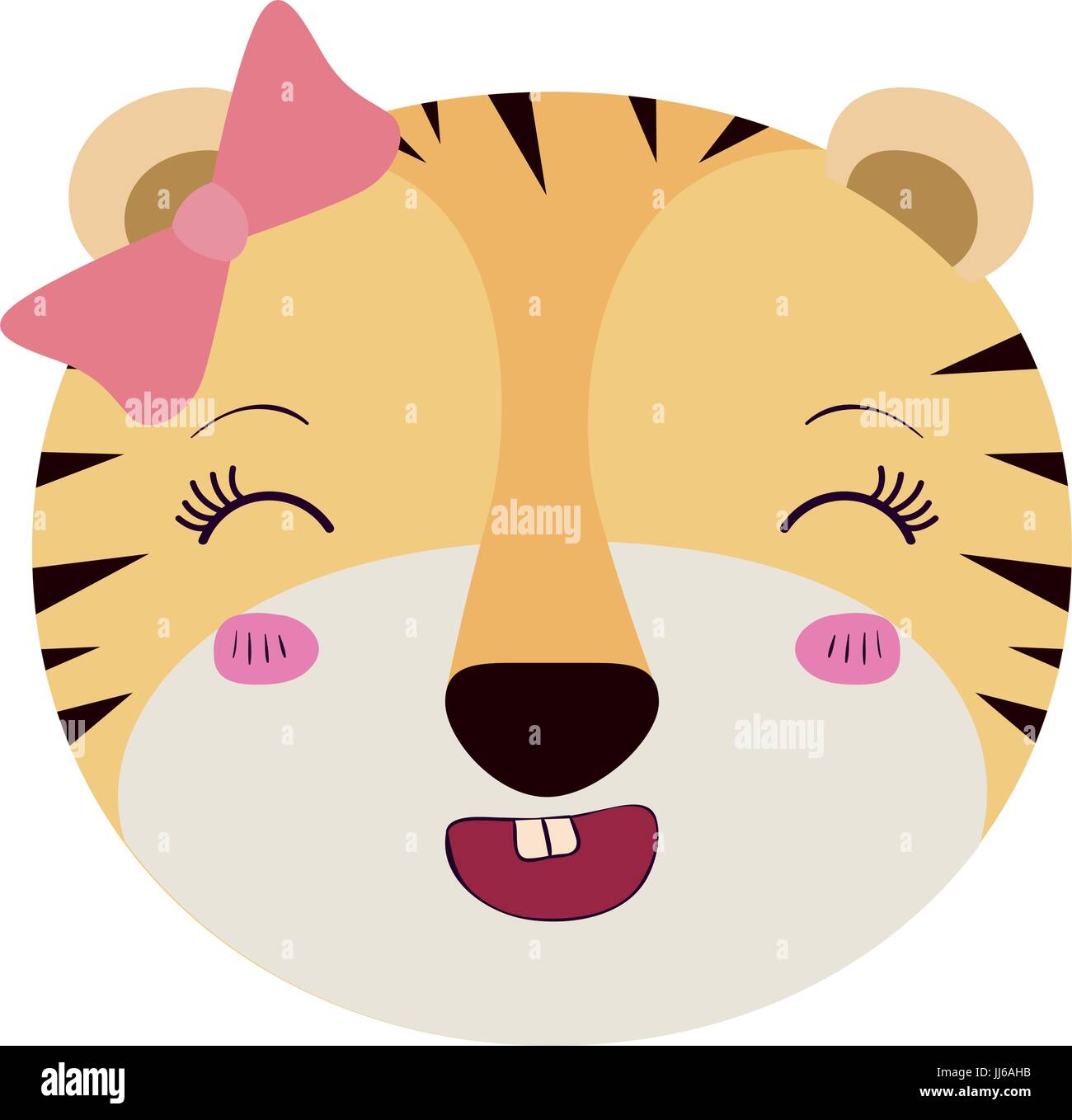 colorful caricature face female tigress animal smiling expression with ...