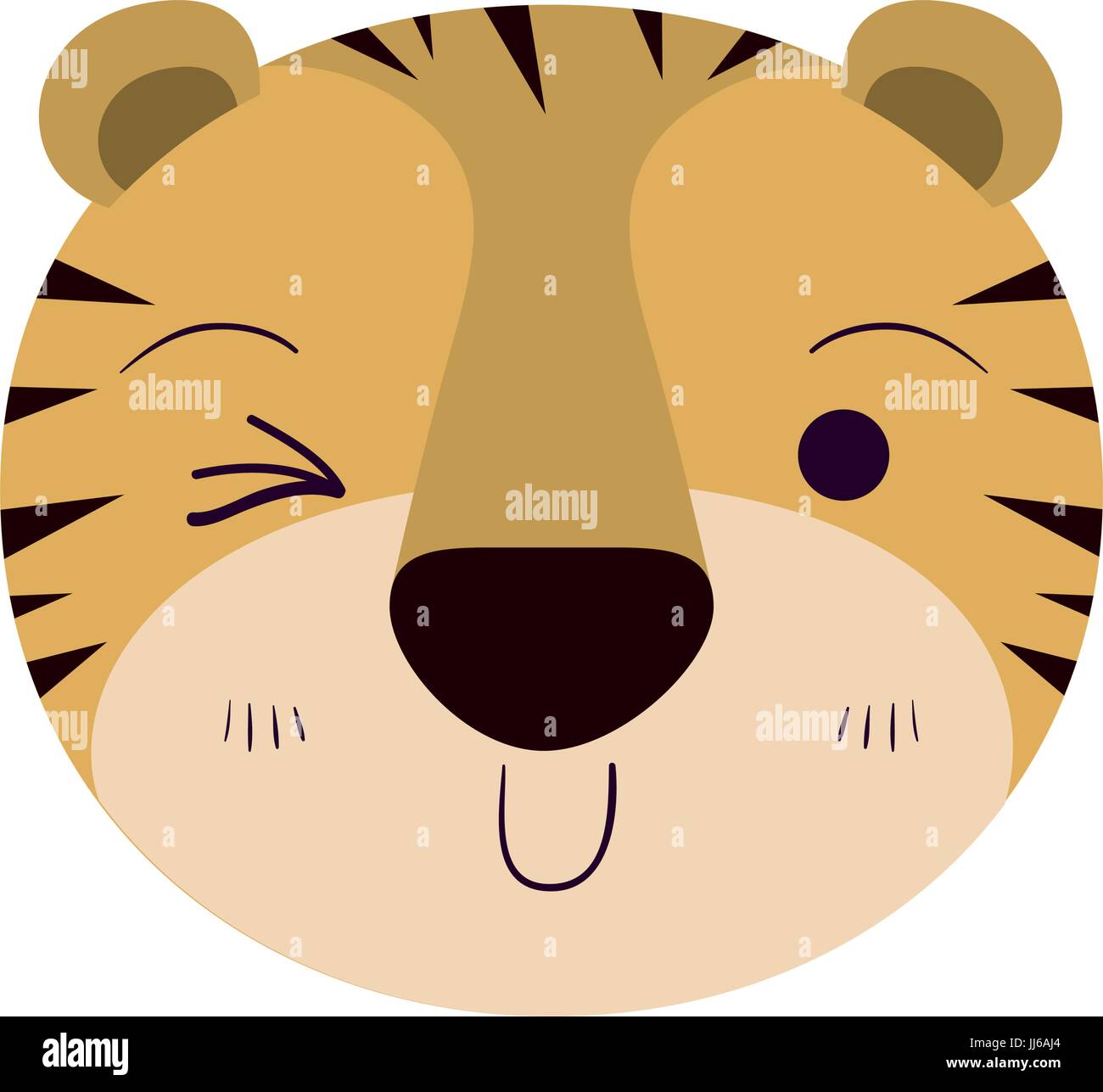 colorful caricature cute face of tiger wink eye expression Stock Vector ...