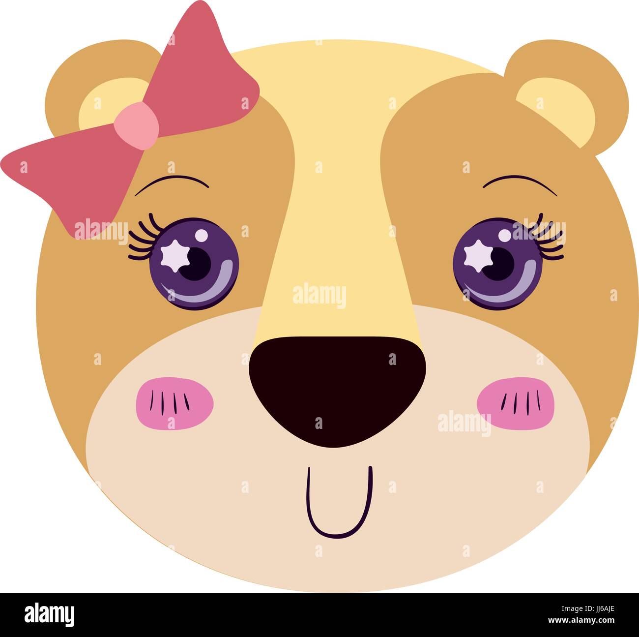 colorful caricature cute face of female lioness animal with bow lace ...