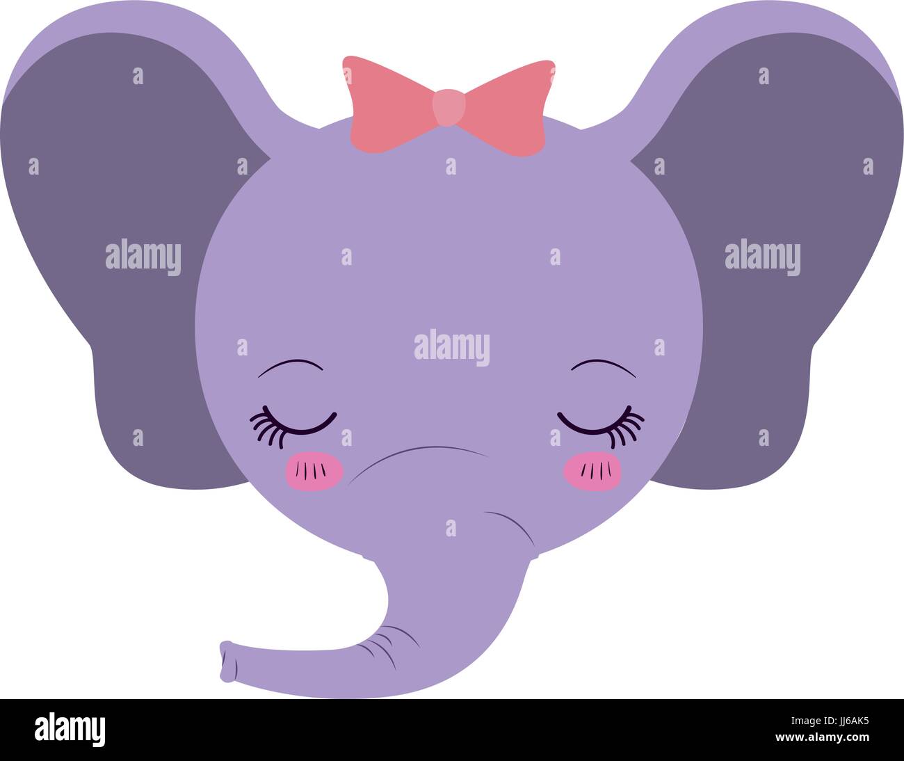 colorful caricature face of female elephant animal eyes closed ...