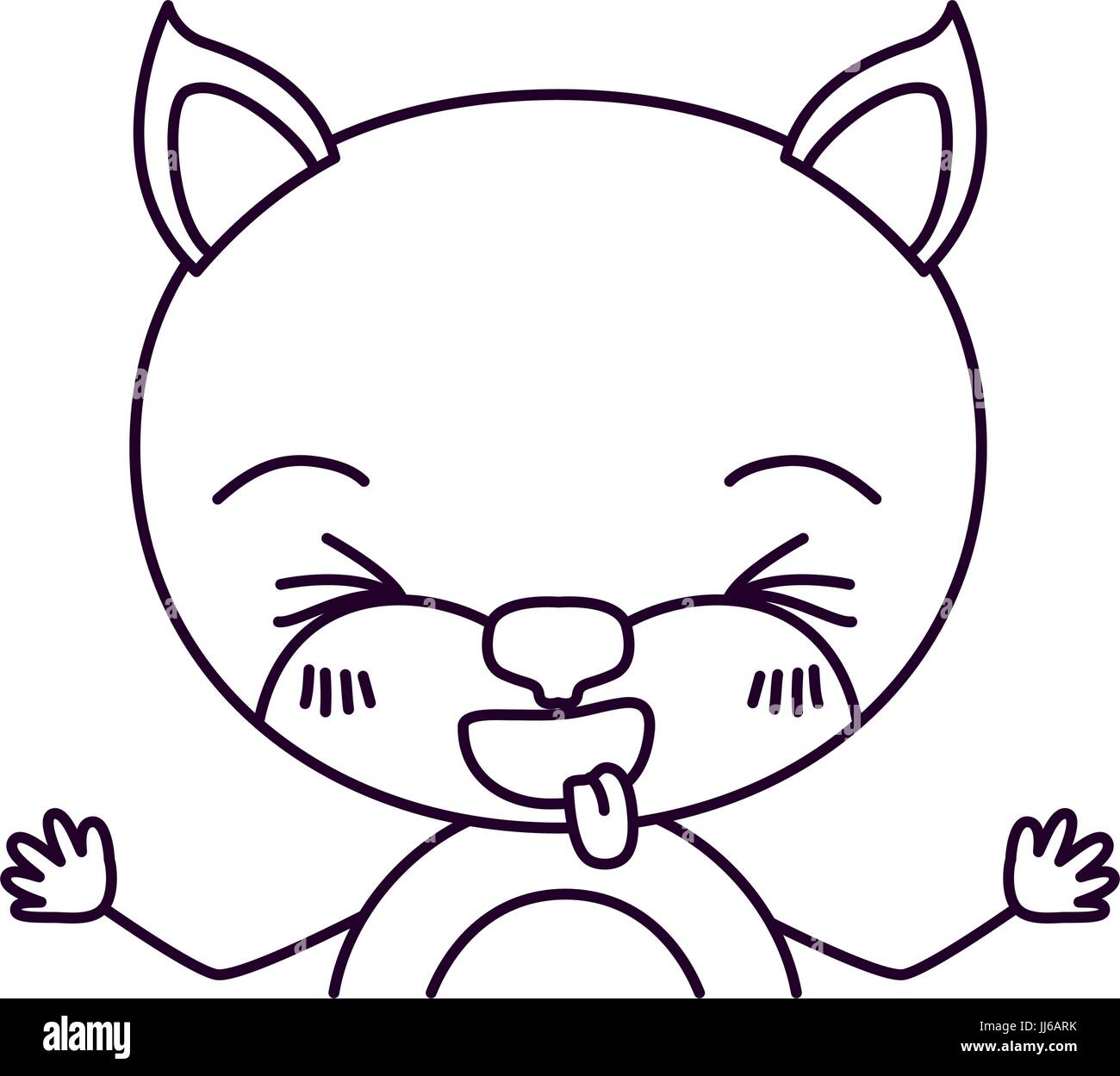 sketch silhouette caricature half body cat expression sticking out ...