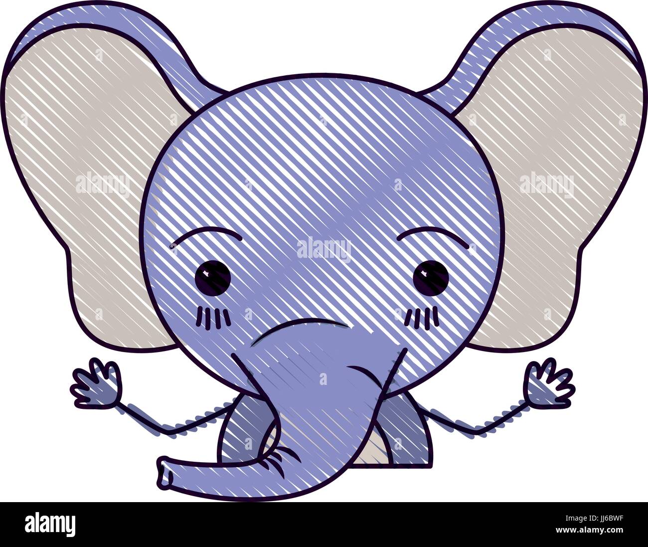 color crayon silhouette caricature half body of cute elephant with ...