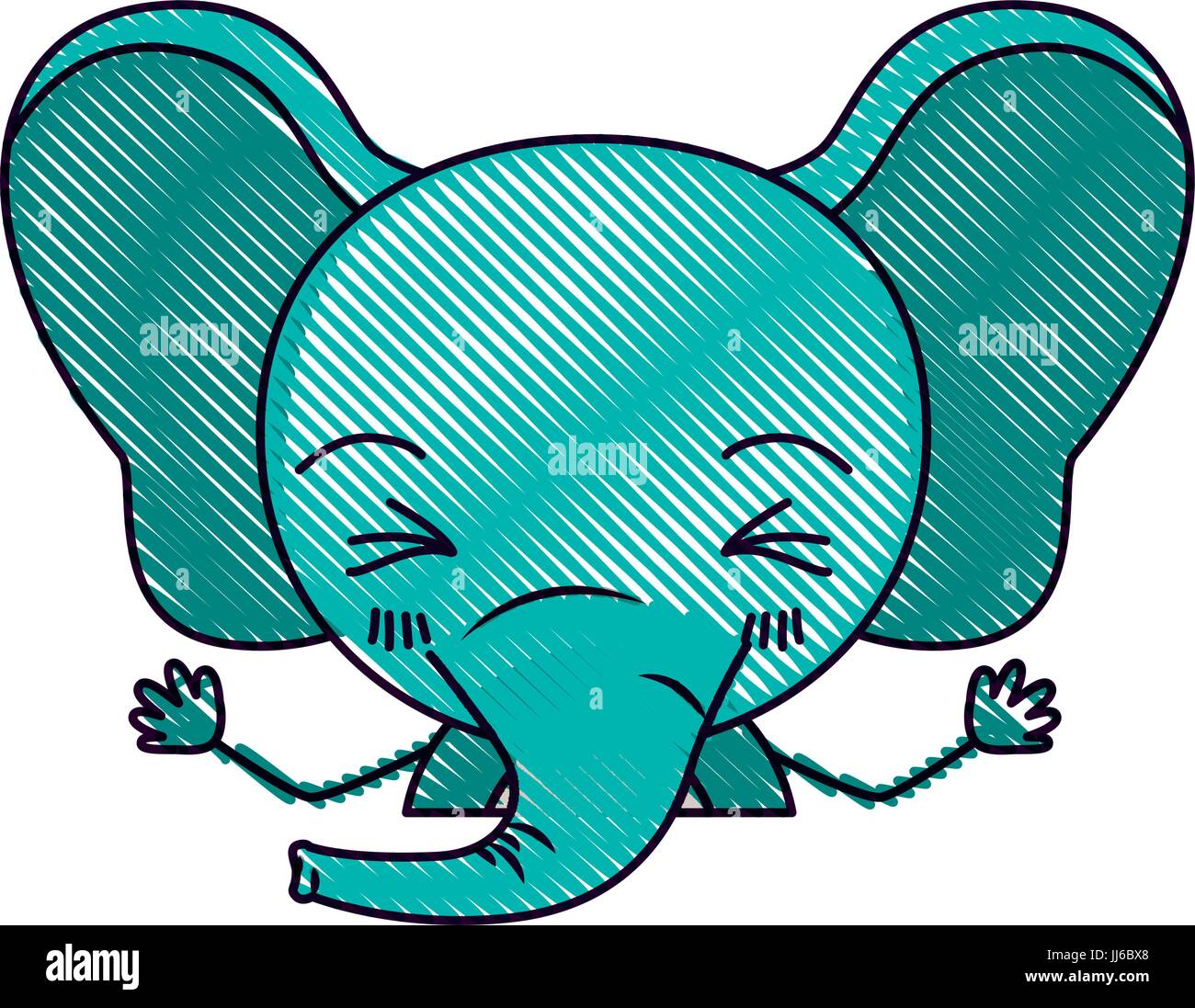 color crayon silhouette caricature half body of cute elephant with ...