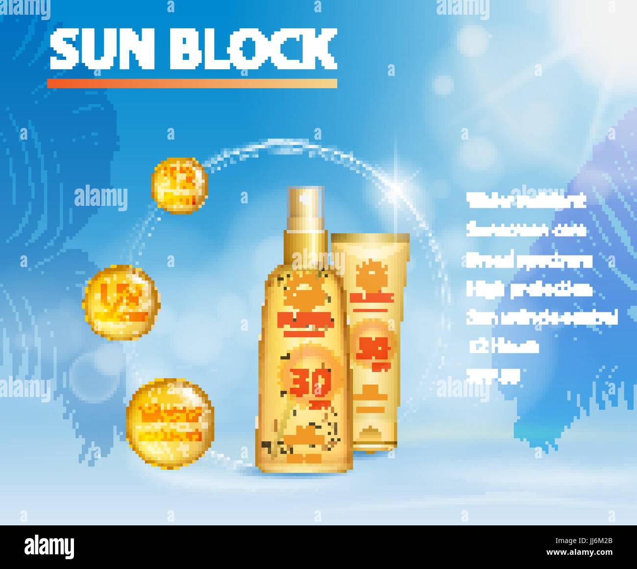 Sunscreen ads template, sun protection, sunblock and sunbath cosmetic ...