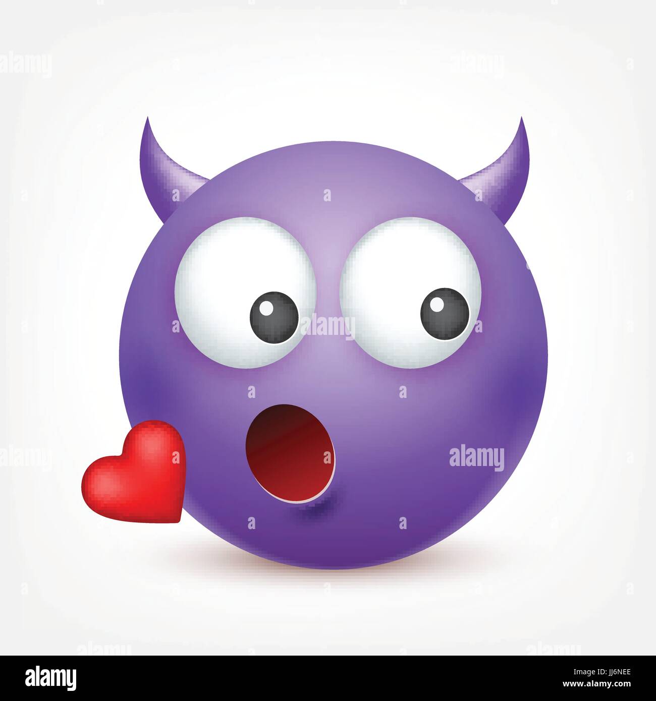 Smiley,emoticon. Violet face with emotions. Facial expression. 3d ...