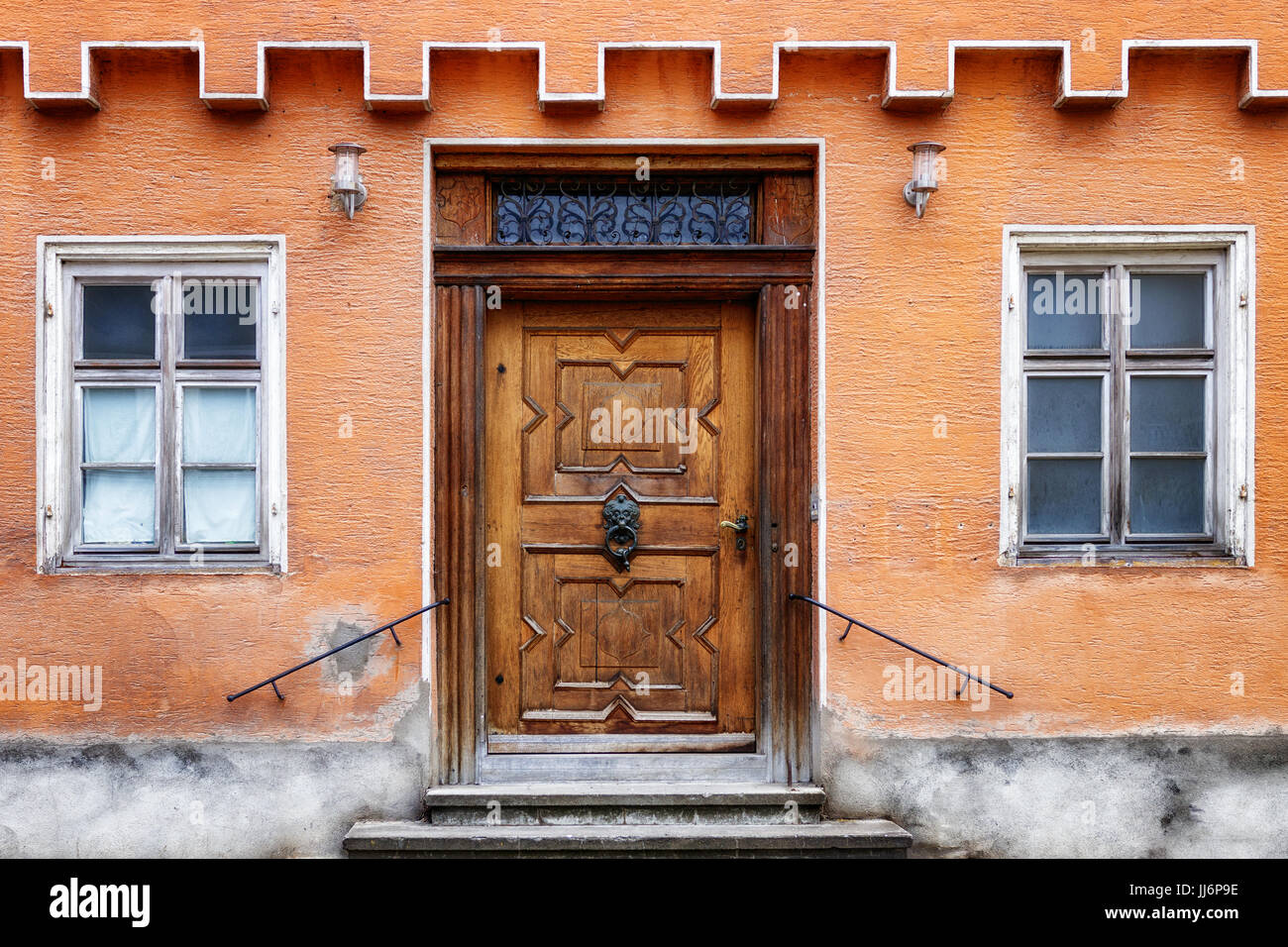 Old rustic building exterior in romantic medieval town of Nördlingen in ...