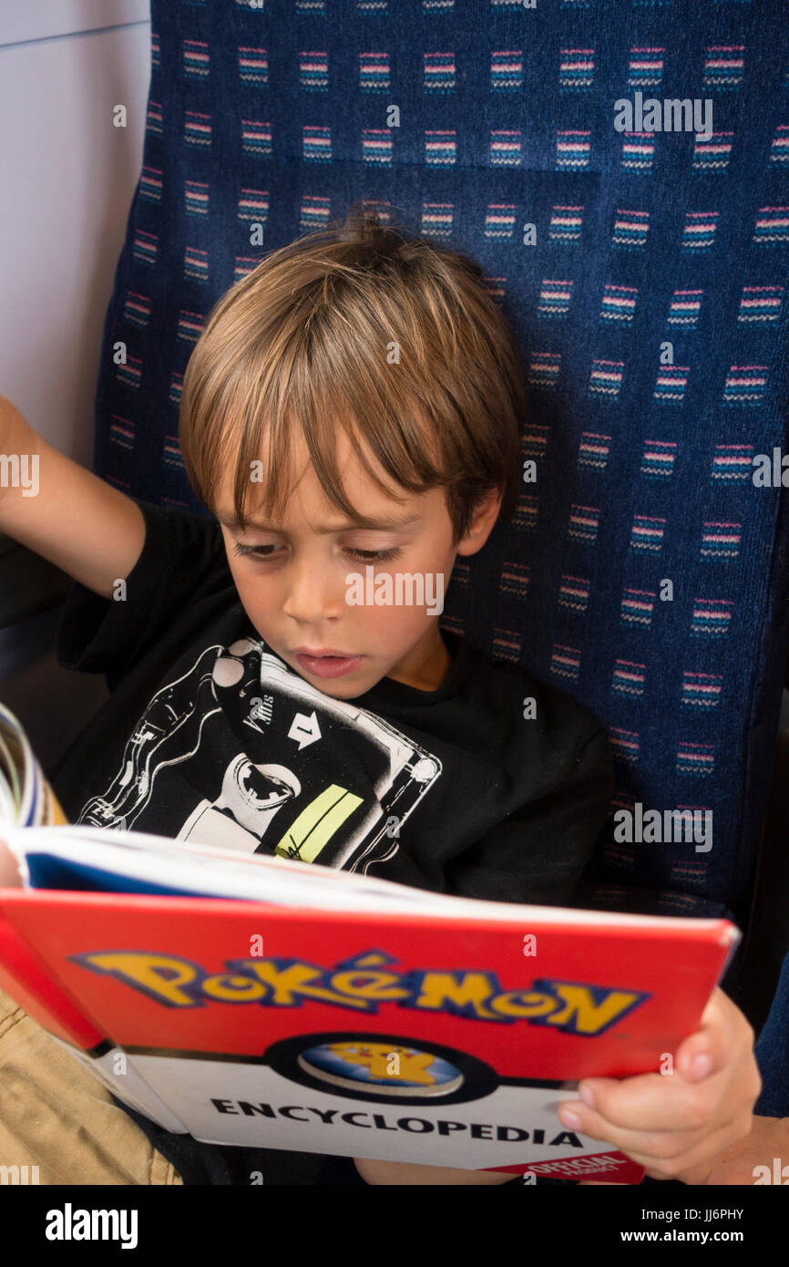 A boy reading Pokemon book Stock Photo - Alamy