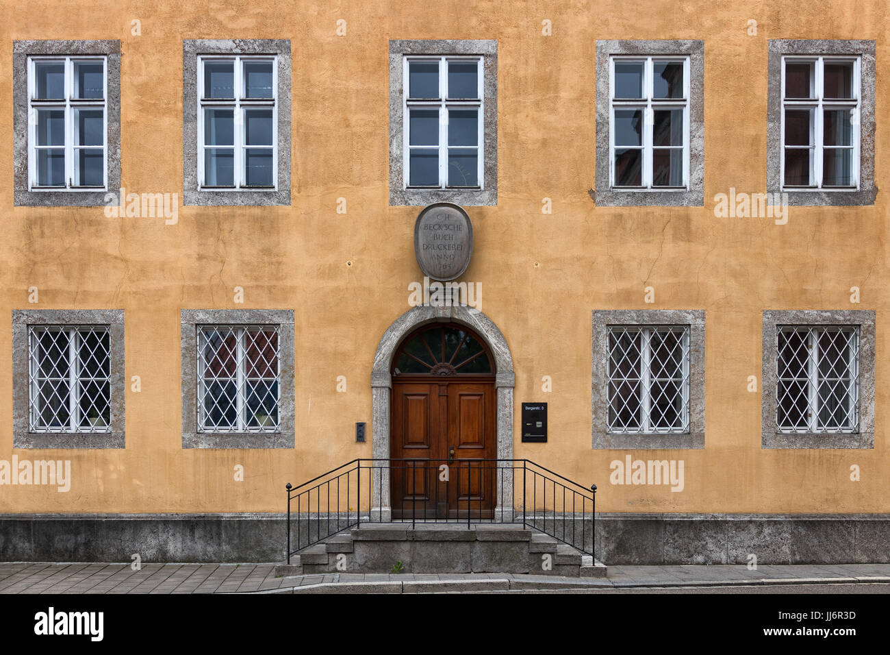 Nördlingen, Germany - July 15, 2017: Old press building on July 15 ...