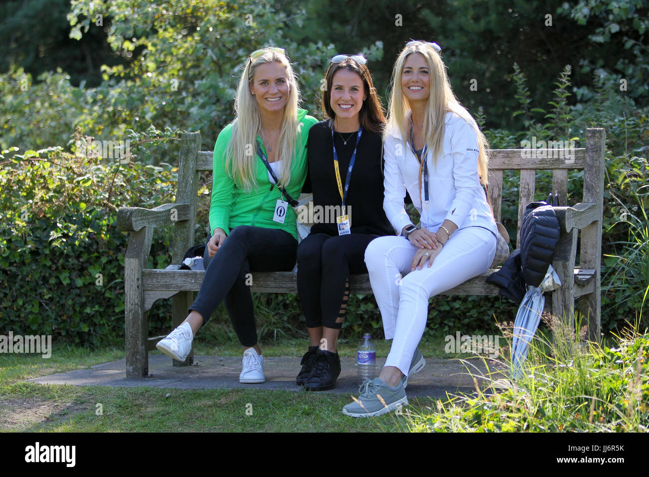 Angela Akins (centre) fiancee of Spain's Sergio Garcia during practice ...