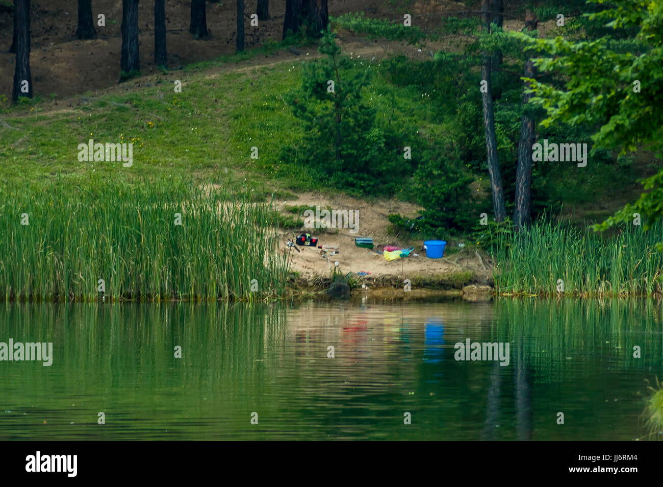 Place for fishing in the dam, reservoir or barrage Dushantsi at river ...
