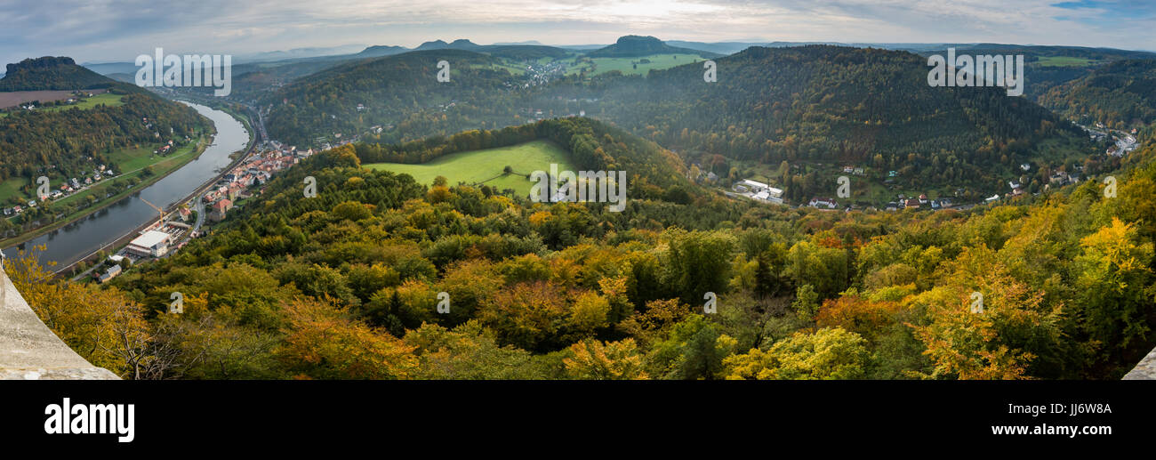 The valley of the river Elbe. Nature reserve near Dresden "Saxon Alps ...