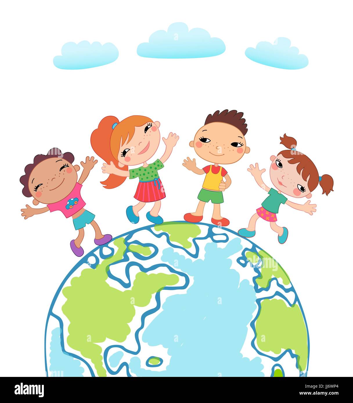 Globe kids. Children Earth day. Vector Stock Vector Image & Art - Alamy