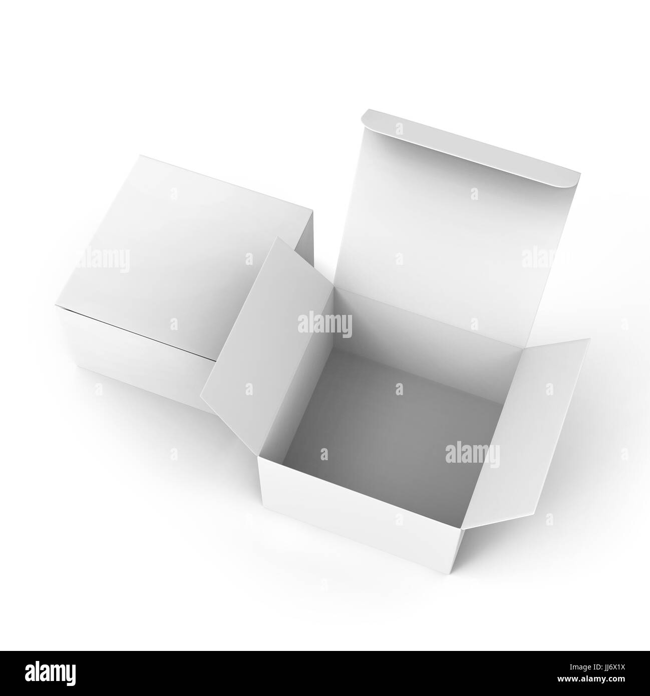 Blank paper box mockup, white paper boxes one open and the other closed ...