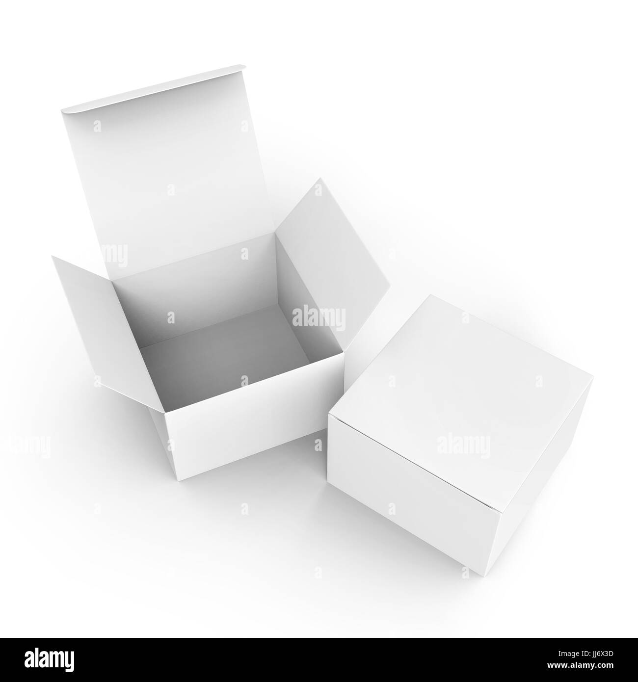 Blank paper box mockup, white paper boxes one open and the other closed ...