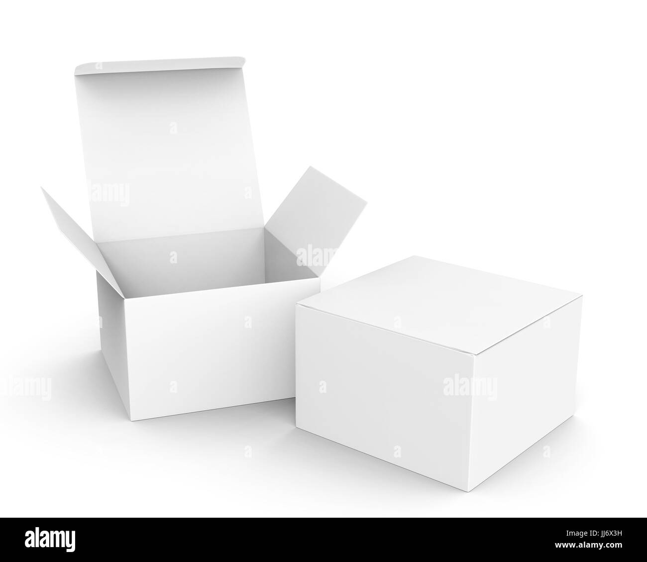 Blank paper box mockup, white paper boxes one open and the other closed ...