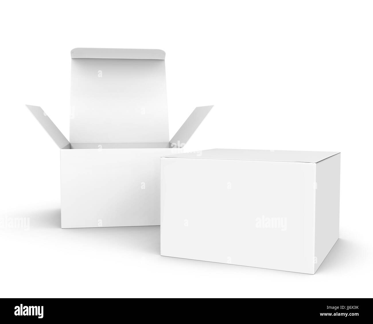 Blank paper box mockup, white paper boxes one open and the other closed ...