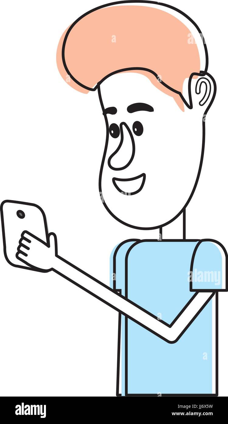 nice man with hairstyle and smartphone in the hand Stock Vector Image ...