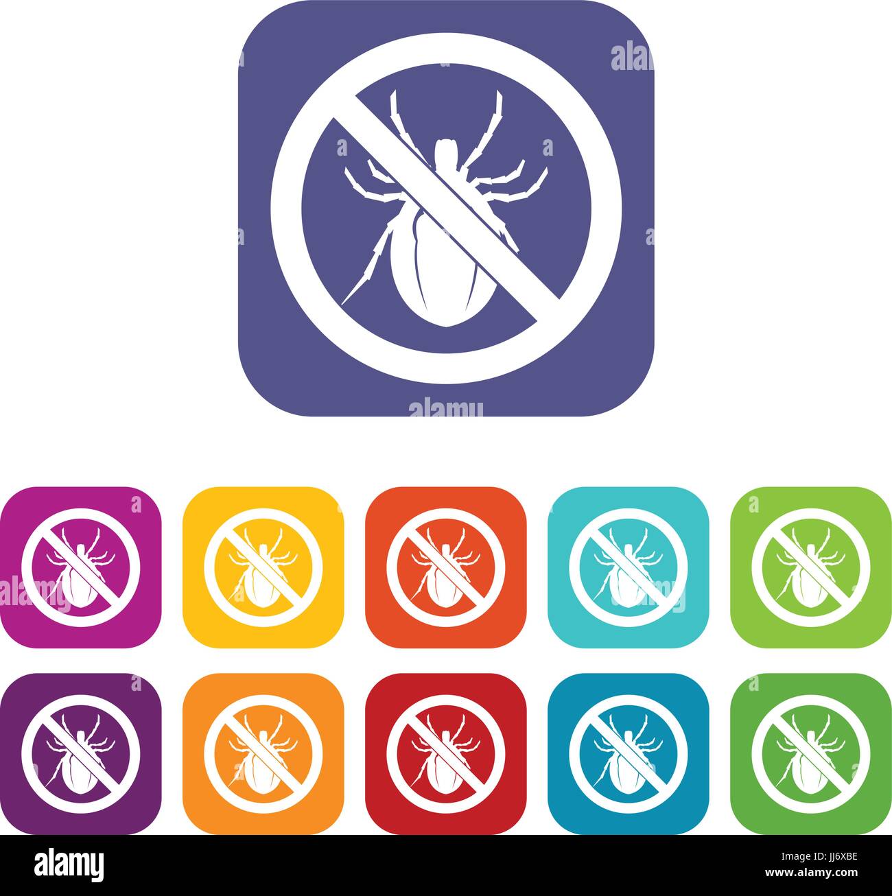 No bug sign icons set vector illustration in flat style In colors red ...