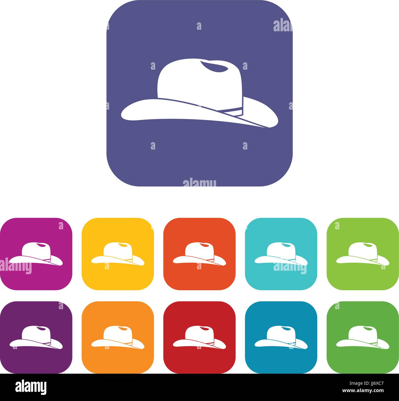 Cowboy hat icons set vector illustration in flat style In colors red ...