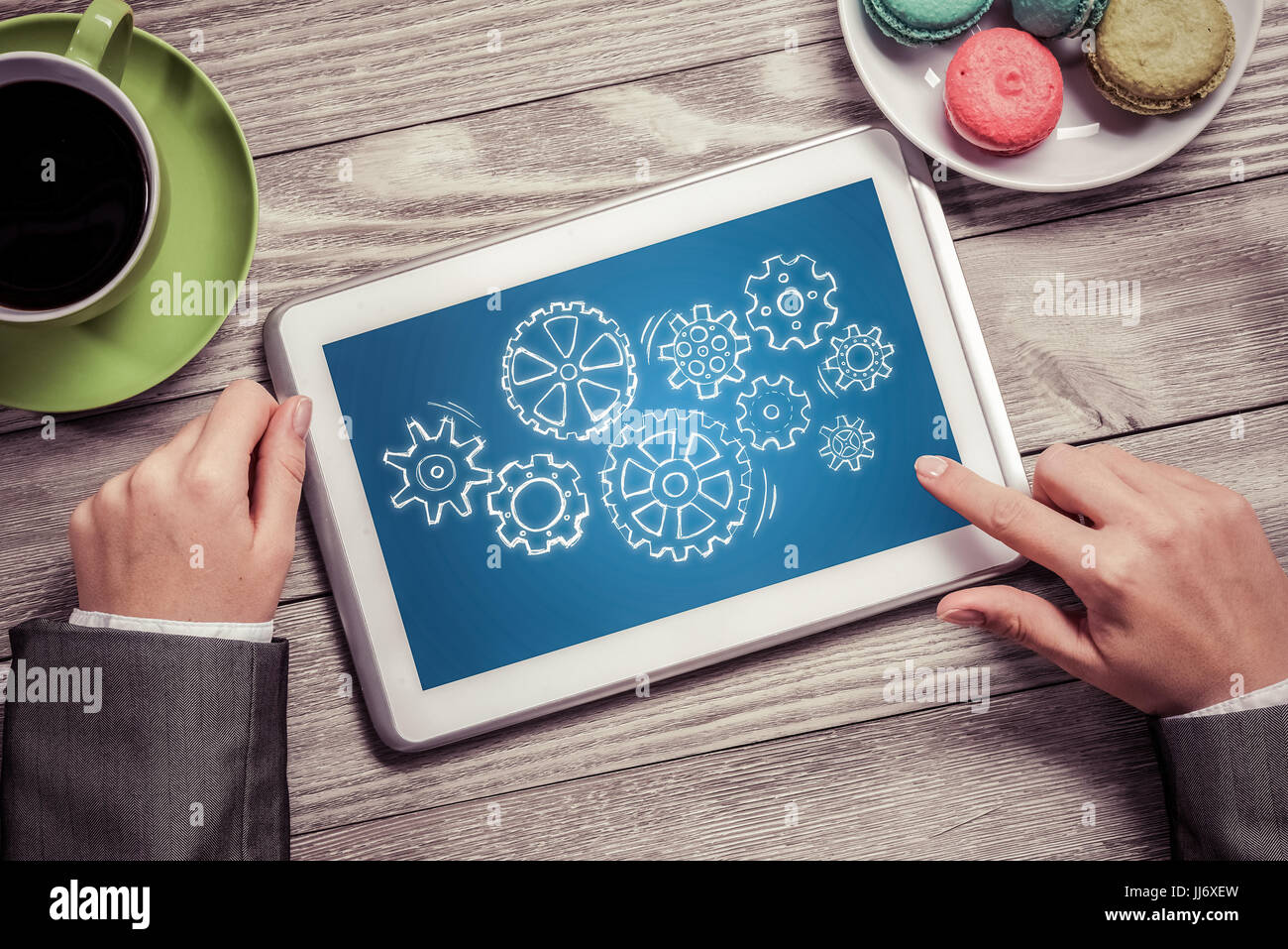 Having coffee break Stock Photo - Alamy