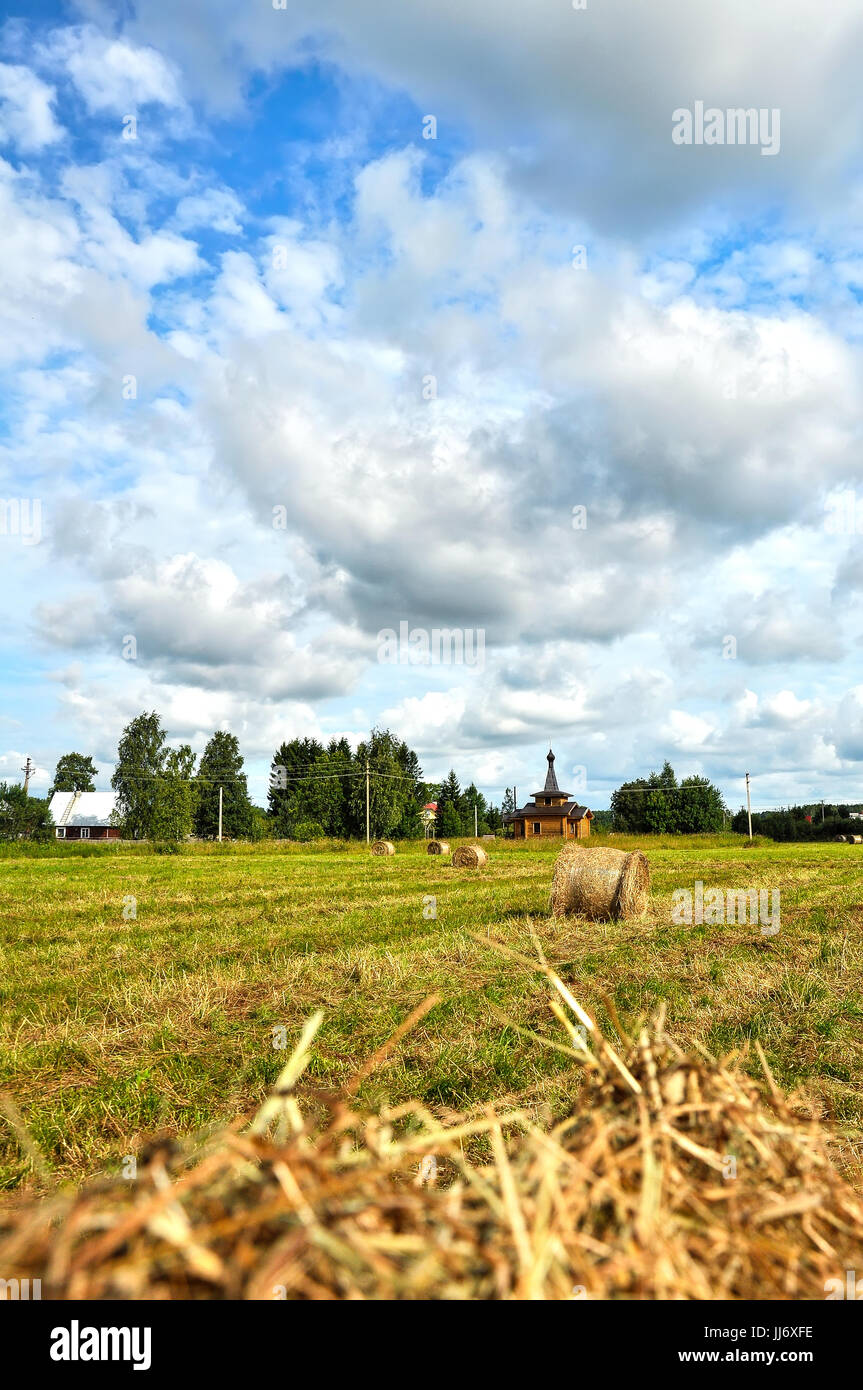 Summer rural landscape with the temple. New Church Stock Photo - Alamy