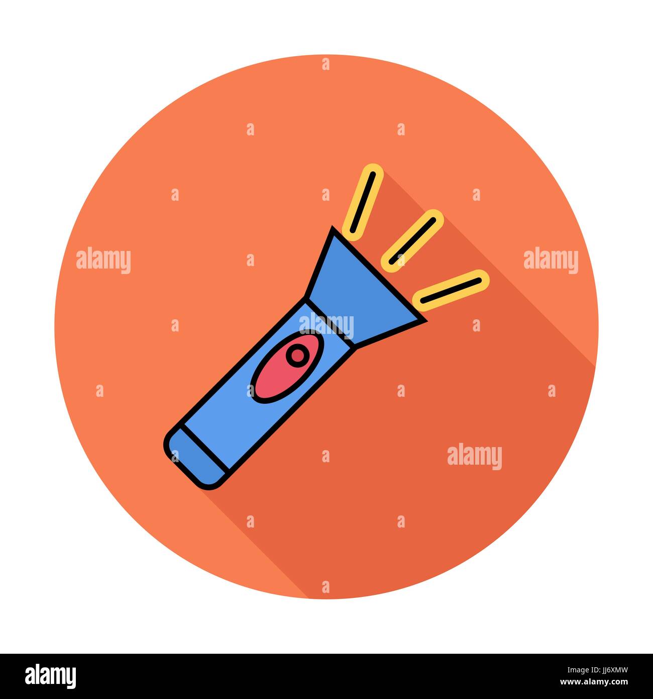 Flashlight. Single flat color icon on the circle. Vector illustration ...